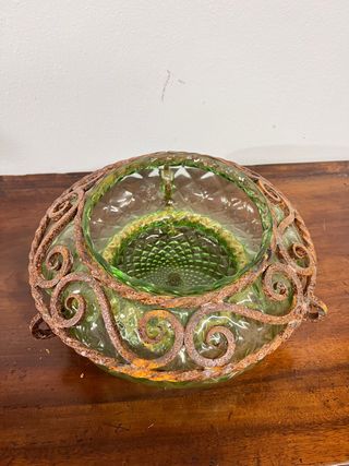 Centrotavola in vetro verde