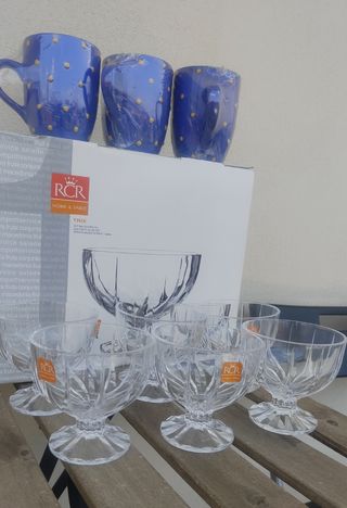 6 coppette RCR  più 3 tazze Nuove