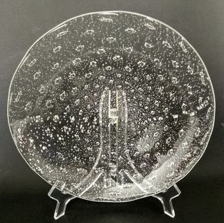 PIATTO vetro Murano ? BOLLE inclusioni argento