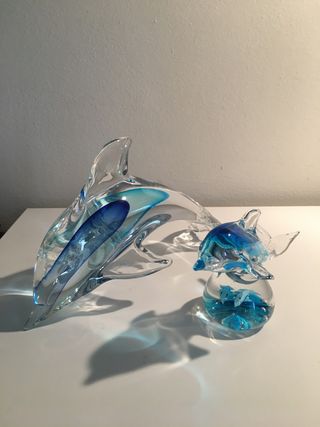 Coppia di delfini in vetro di Murano