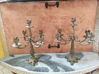 coppia di candelabri in ottone