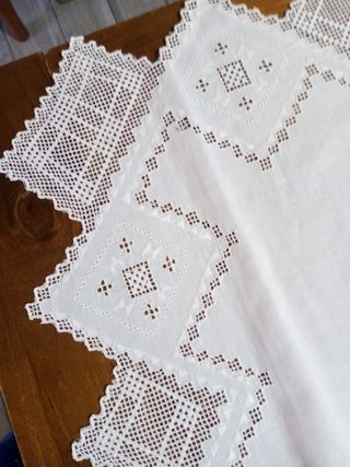 lenzuola lino bianco con federa tutto a mano