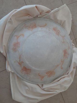 Lampadario vetro anticato con decorazione greca