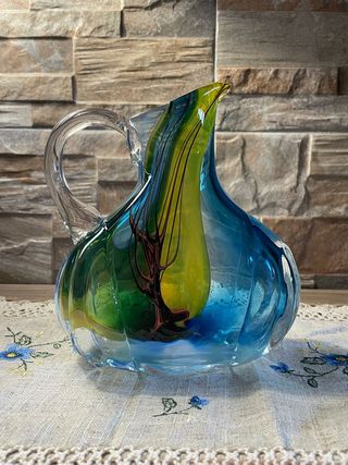 caraffa vetro sommerso vintage No murano