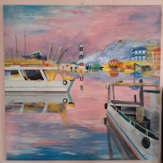 Cielo rosa sul porto