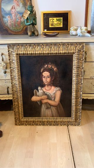 Pregevole dipinto olio su tela metà 800