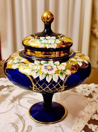 Alzatina luxury cobalt blue. Cristalleria murano