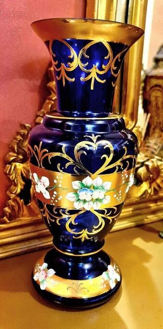Luxury cobalt blue. Vaso Cristalleria murano