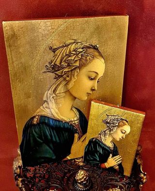 Due quadri tavole Madonna del Lippi oro 23kt