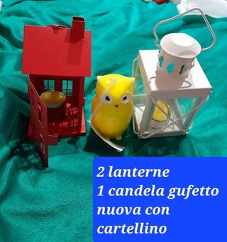 lanterne più candela gufetto