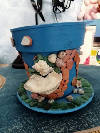 vaso con sottopiatto artigianale realizzato a mano