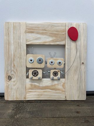 Quadro robot 25x24cm in legno e metallo