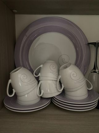 Set 6 tazze + piattini + piatto coordinato