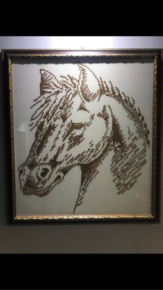 Quadro con cavallo al punto croce