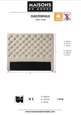 Testata letto imbottita in lino Maison du Monde