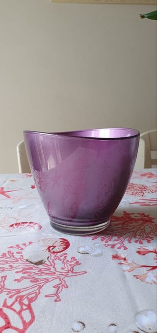 Vaso Vetro Lavorato a mano tendente al lilla