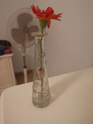 Portafiori piccolo in vetro con placchetta argento