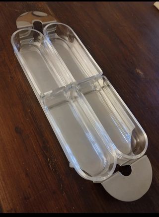 Antipastiera vintage in acciaio e vetro