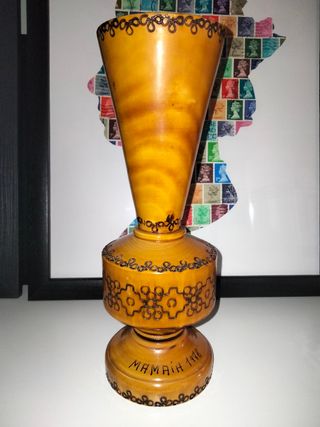 Vaso in legno decorato 24 cm