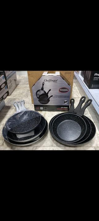 tris di padelle in pietra lavica 20/24/28 cm