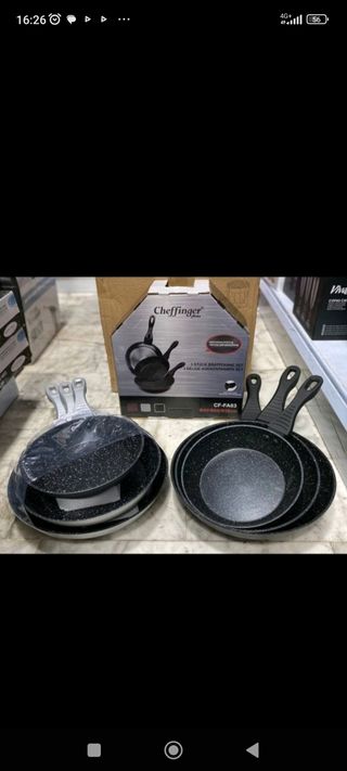 lotto 2 set di padelle in pietra lavica