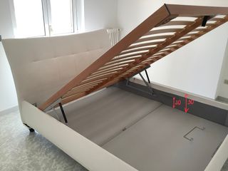 letto matrimoniale con contenitore ecopelle bianco