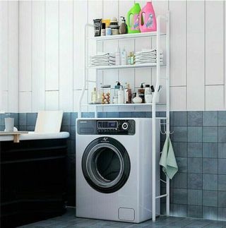 Scaffale organizer per WC e lavatrice. Mensole