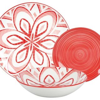 set servizio piatti ceramica decorato da pezzi 18
