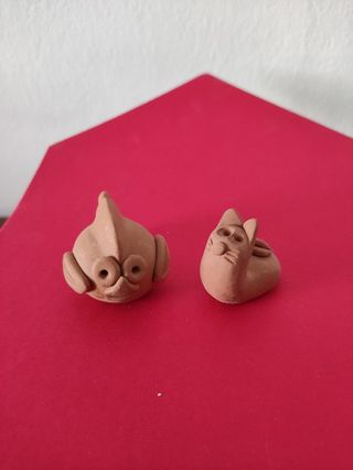 Terracotta Animali artigianali gatto e pesce