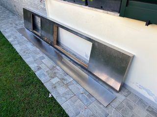 top cucina in acciaio lungo 360 cm