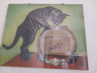Quadro gatto con pesce 50X40