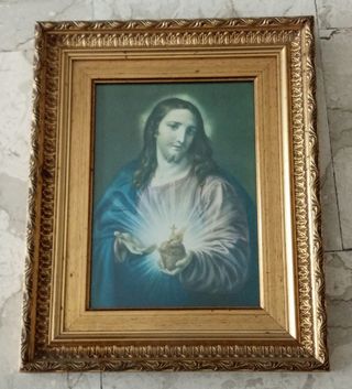 Quadro Cuore di Gesù in cornice oro