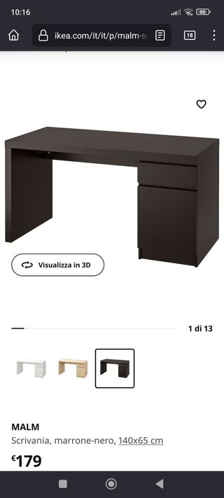 scrivania Ikea Malm marrone scuro