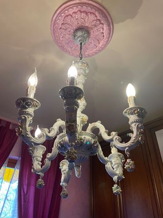Lampadario e 2 abat jour in Capodimonte