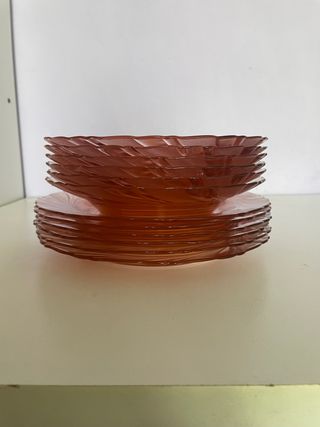 Set 12 piatti rosa in vetro