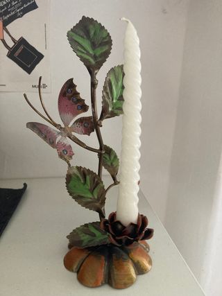 porta candela con farfalla e fiori