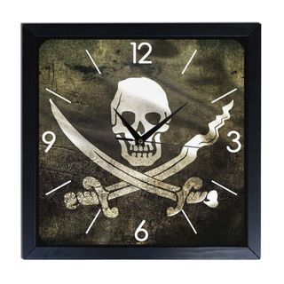 Orologio da parete in Legno Bandiera Pirati