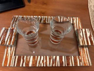 Set bicchieri e vassoio in vetro nuovi