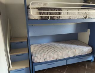 Letto a castello in legno puro con cassetti