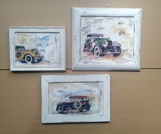 3 quadretti shabby dipinti su legno