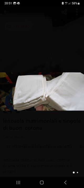 lenzuola singole di buonissimo puro  cotone