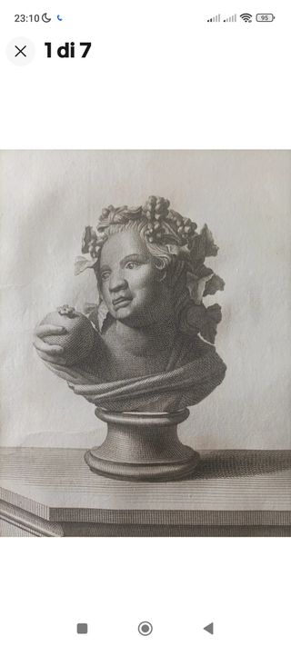 1757 acquaforte originale Bacco Vino