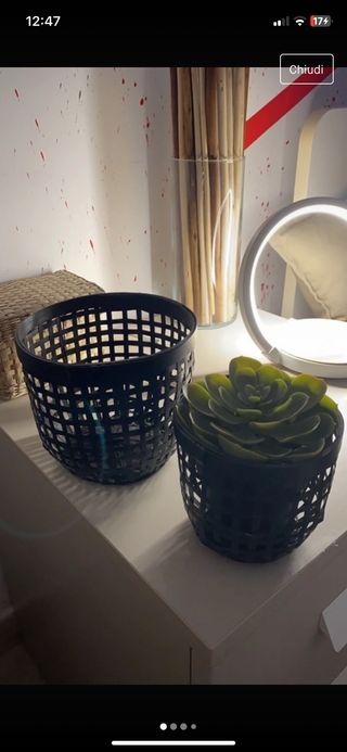 Set cestini vimini con piantina