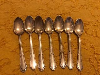 7 cucchiaini vintage in argento con punzone