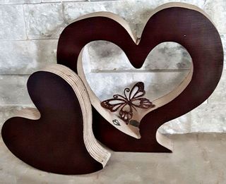 Soprammobile cuore in legno