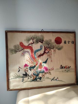 Quadro giapponese ricamo su seta