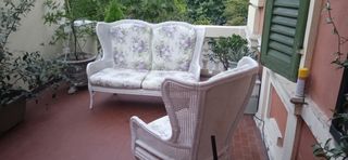 divano e poltrona per esterno shabby