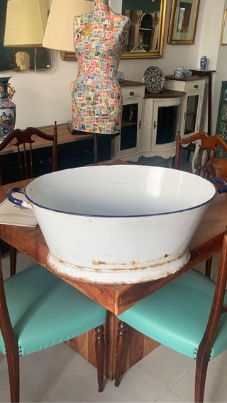 Tinozza d'epoca smaltata con marchio