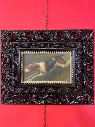 Quadro dipinto olio su tela vintage con cornice f