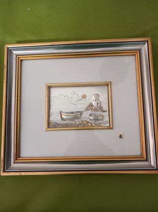 QUADRO BASSORILIEVO ARG. 925 DECORAZIONE ORO